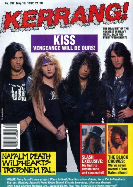 Gene Simmons Paul Stanley Bruce Kulick Eric Singer Kiss Kerrang Magazine 16 May 1992 Cover